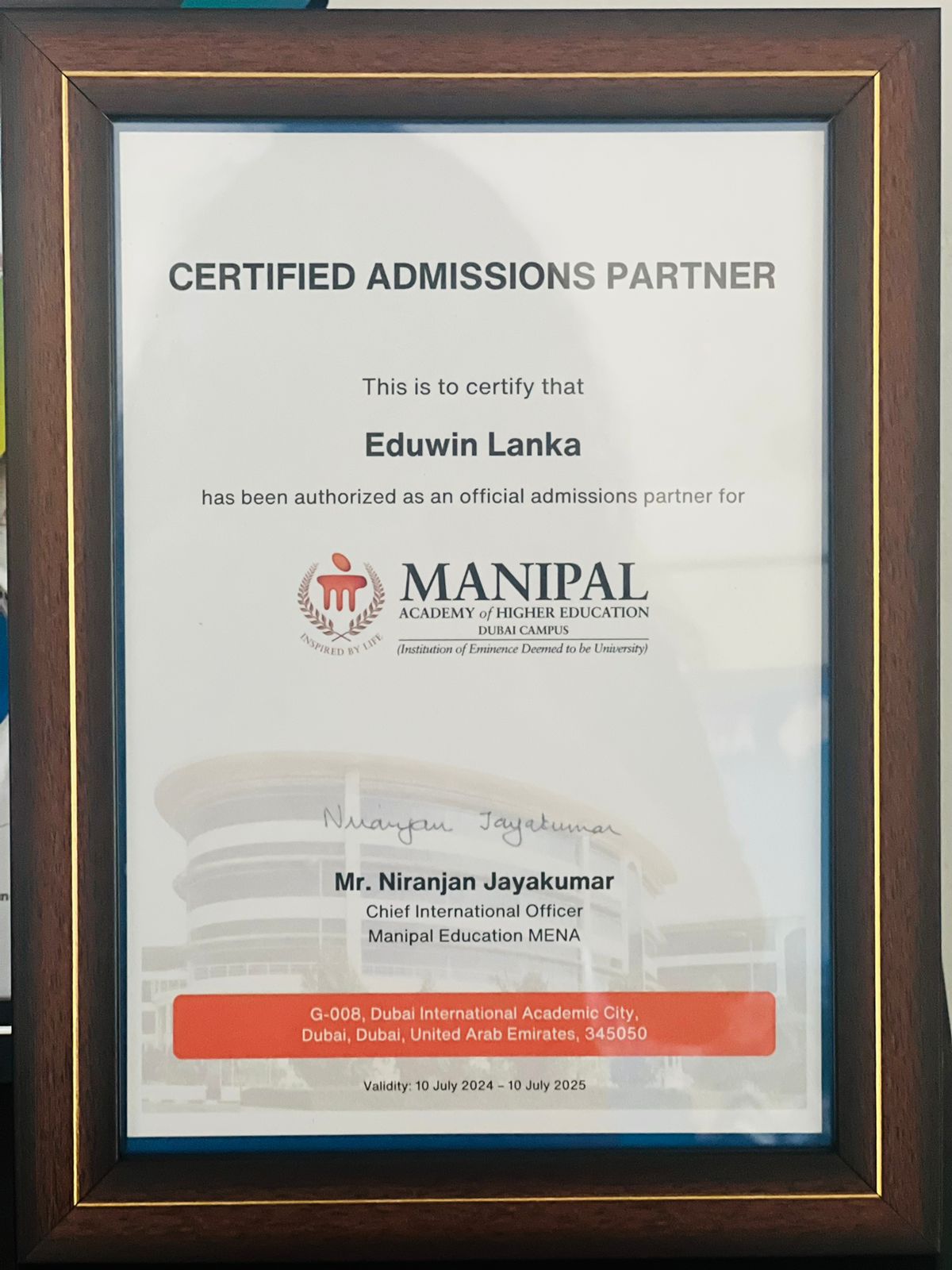 Official Admission Partnership with Manipal University Dubai – Eduwin lk